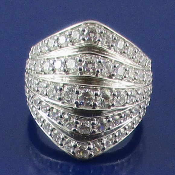 Diamonique | Jewelry | Diamonique Sterling 5row Wide Band Ring | Poshmark